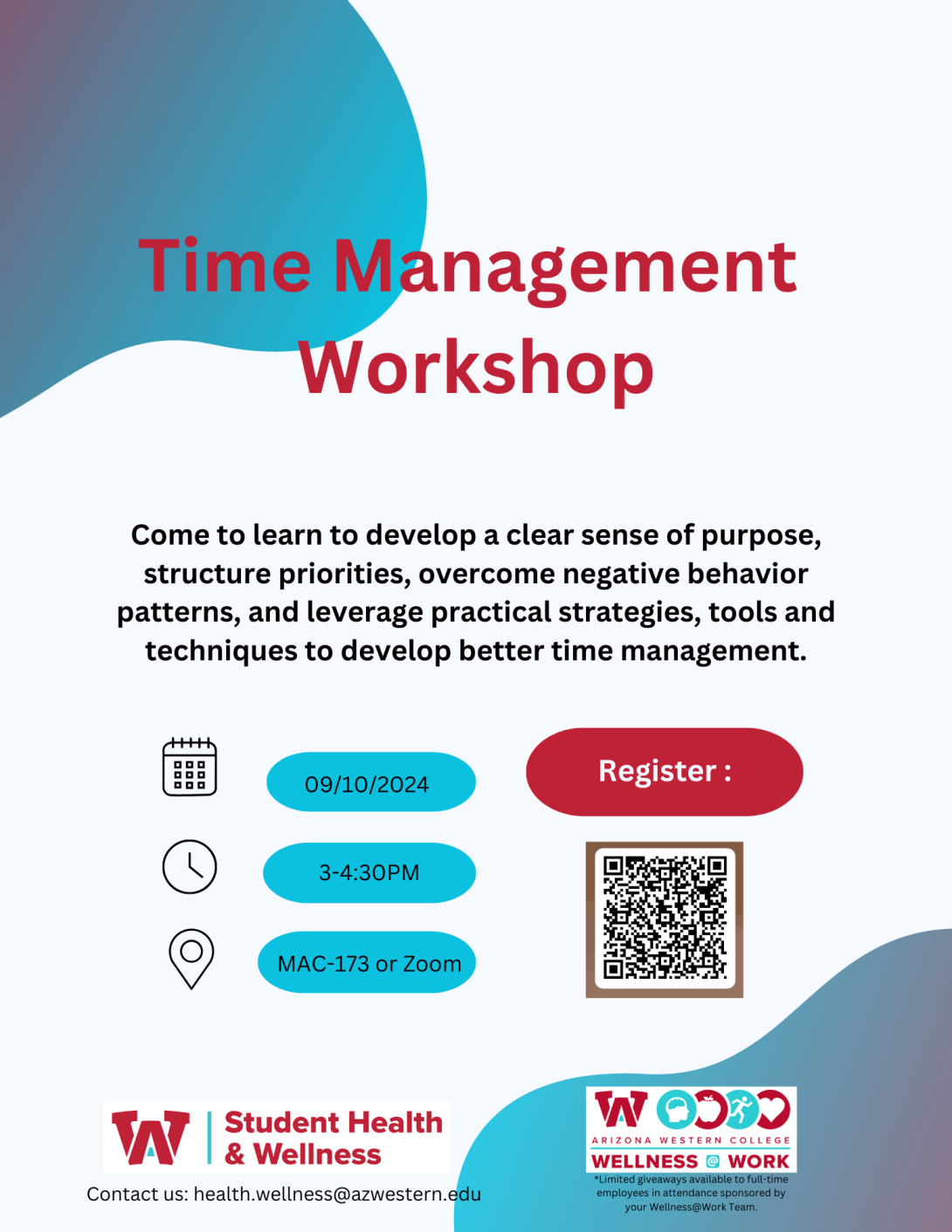 Time Management Workshop Fall 2024 | Arizona Western College